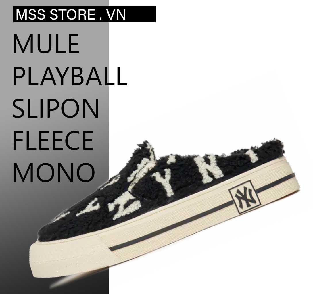 Giày Mlb Mule Fleece Monogram New York Yankees "Đen"
