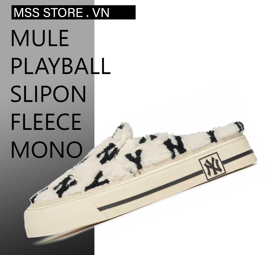 Giày MLB Mule Fleece Monogram New York Yankees "Ivory"